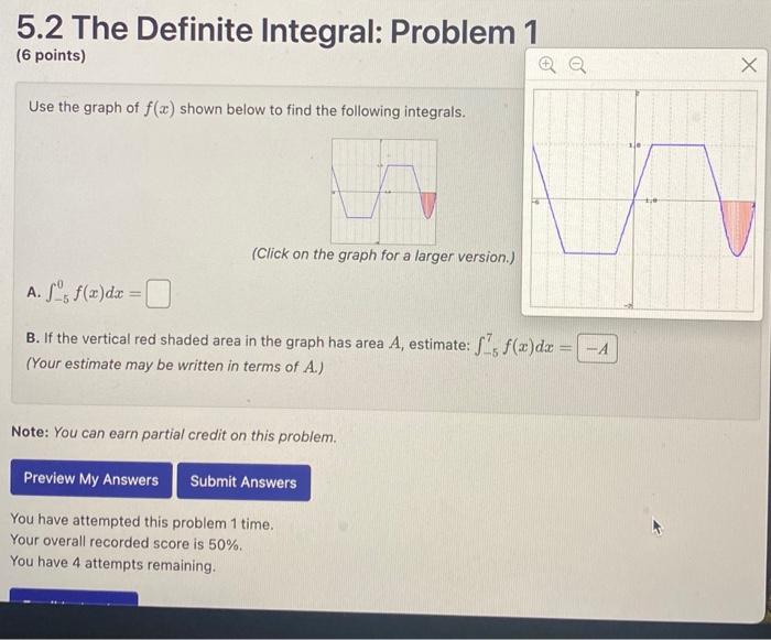 Solved 5.2 The Definite Integral: Problem 1 (6 points) Use | Chegg.com