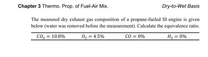 Solved The measured dry exhaust gas composition of a | Chegg.com