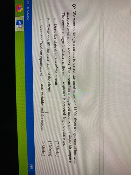 Solved Q2. We want to design a circuit to detect the input | Chegg.com