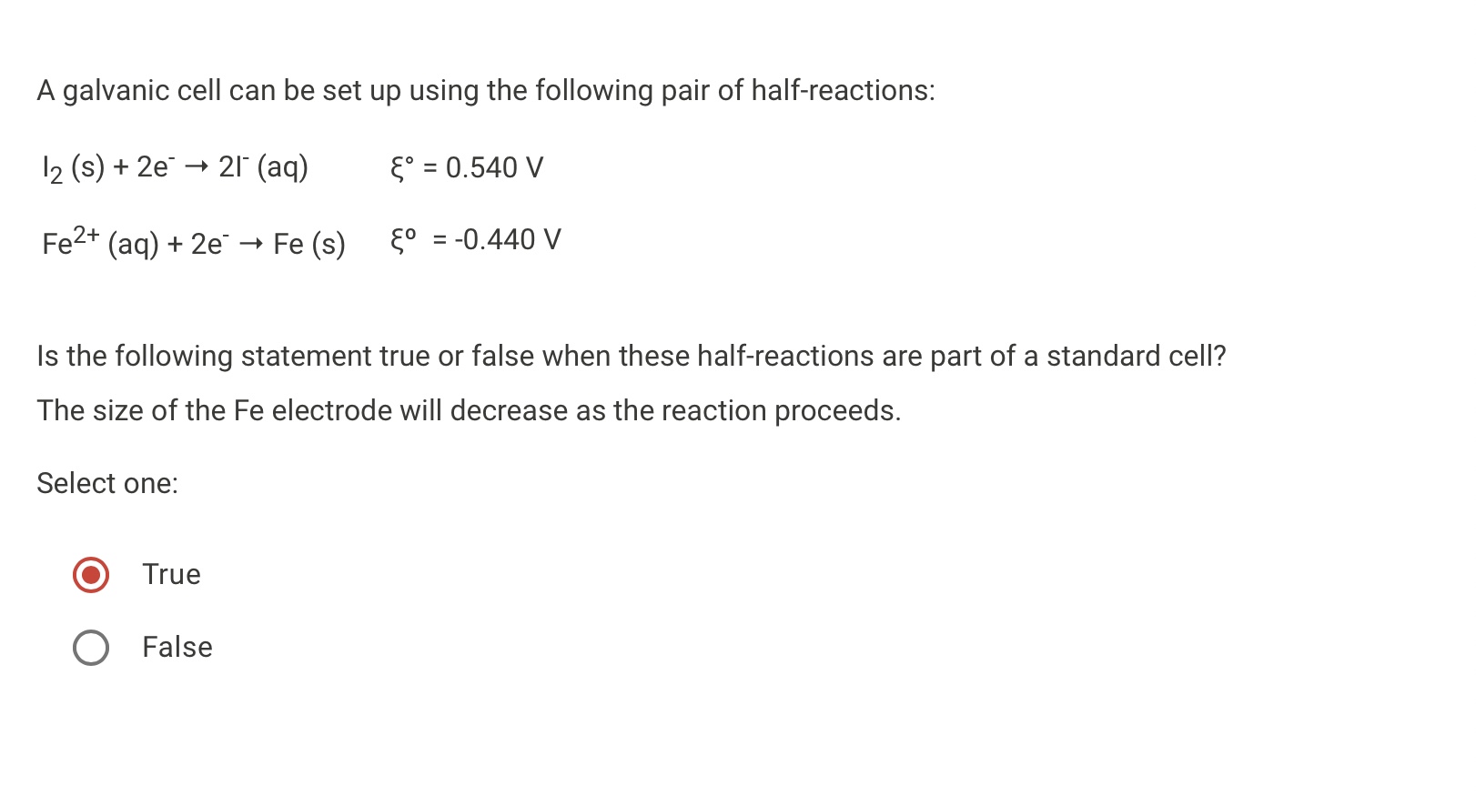Solved A galvanic cell can be ﻿set up ﻿using the following | Chegg.com