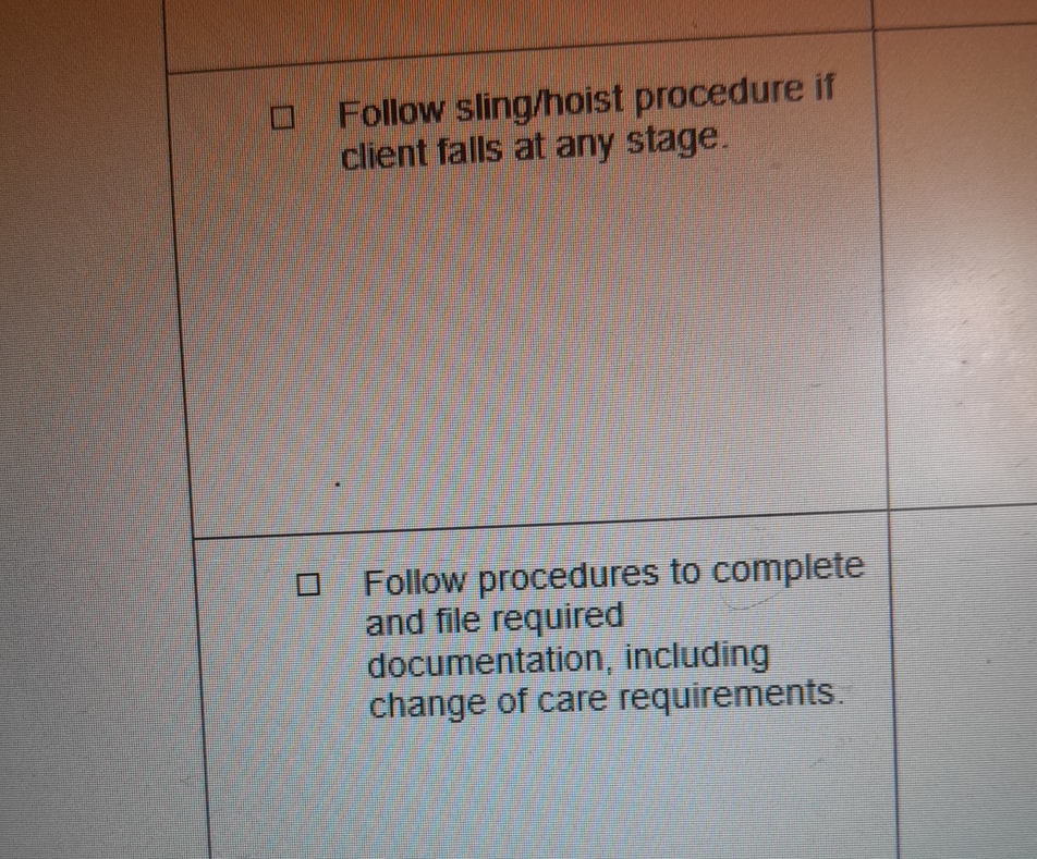 Solved Follow sling/hoist procedure if client falls at any | Chegg.com