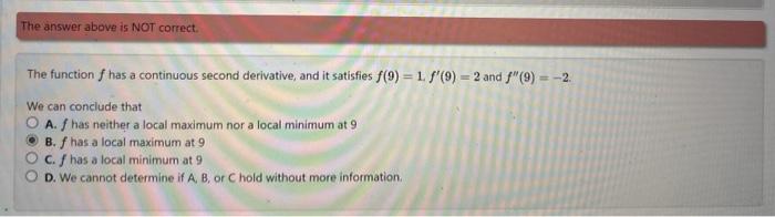 Solved The function f has a continuous second derivative, | Chegg.com