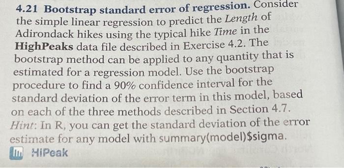 Solved 4.21 Bootstrap standard error of regression. Consider | Chegg.com