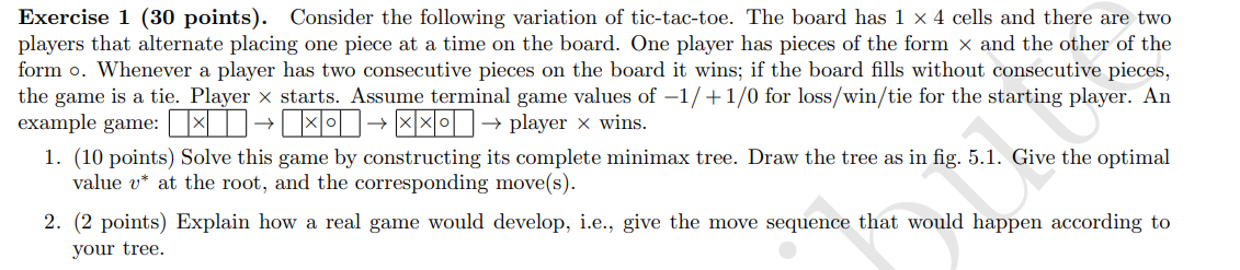 Solved Exercise 1 (30 ﻿points). ﻿Consider the following | Chegg.com