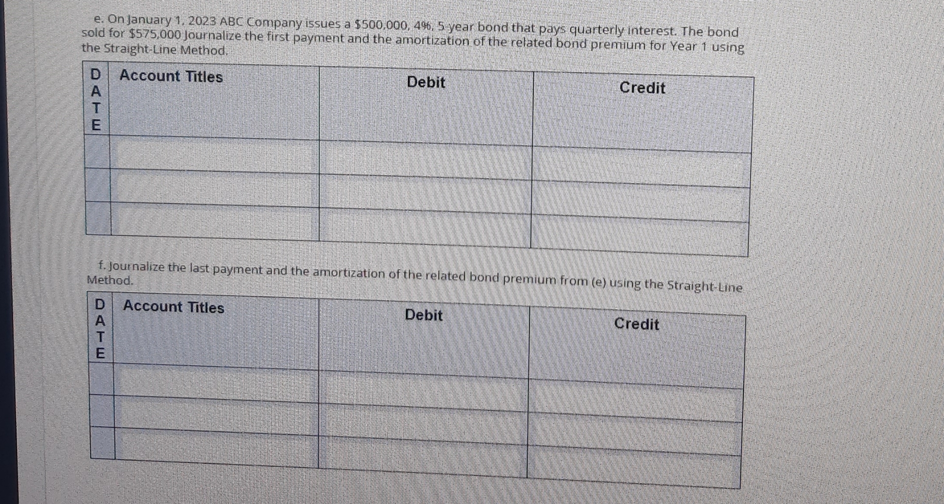 Solved e. ﻿On January 1,2023 ﻿ABC Company issues a | Chegg.com