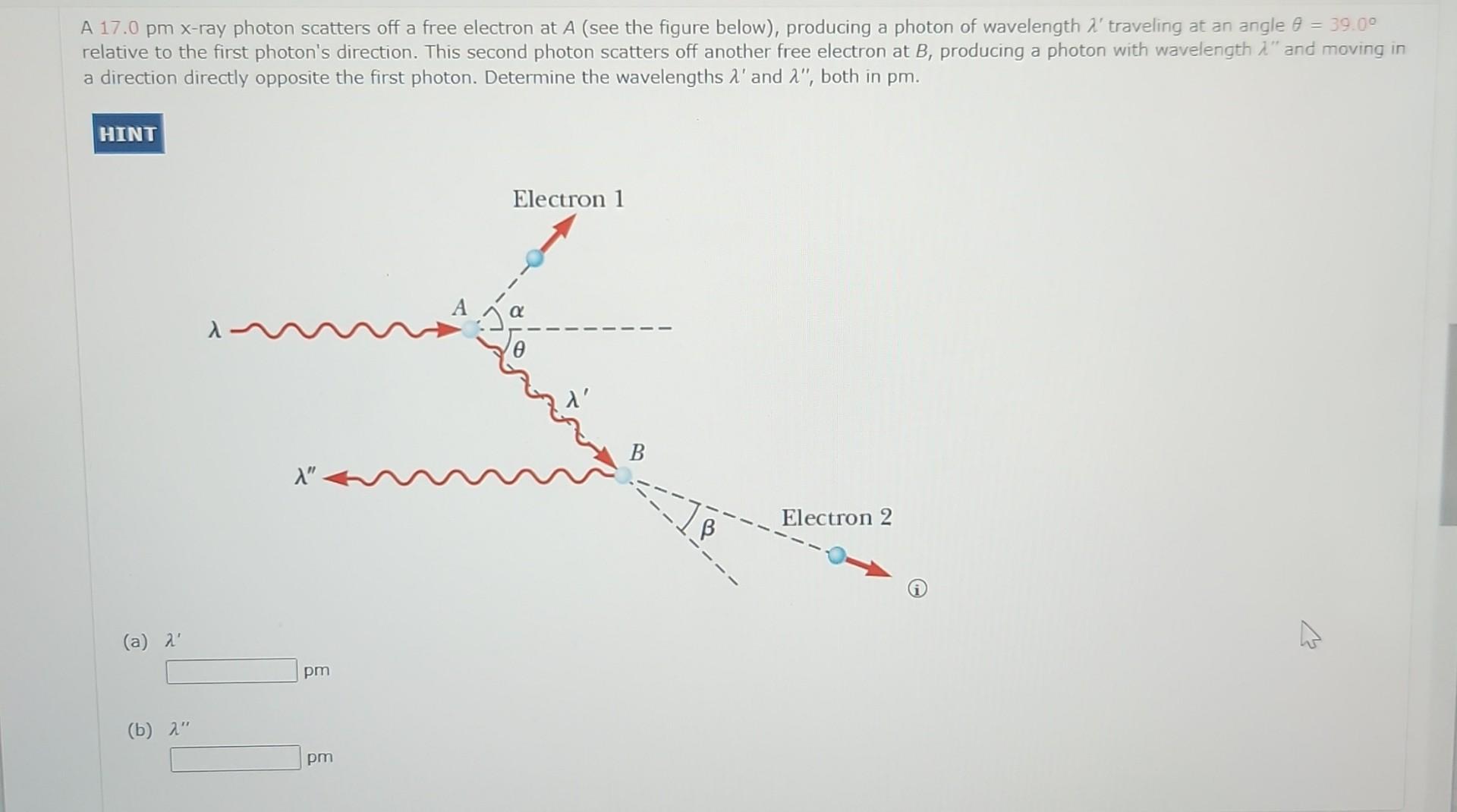 Solved A 17.0pmx-ray photon scatters off a free electron at | Chegg.com