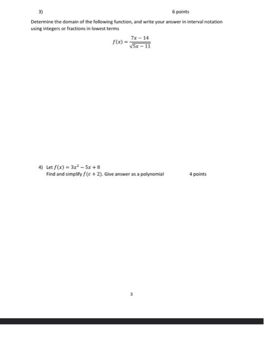 Solved Determine The Domain Of The Following Function And