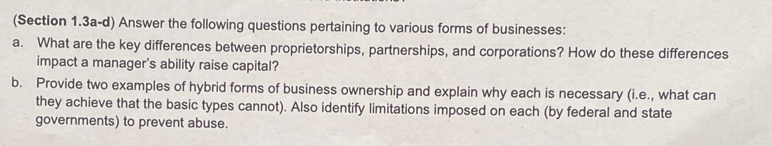 Solved (Section 1.3a-d) ﻿Answer the following questions | Chegg.com