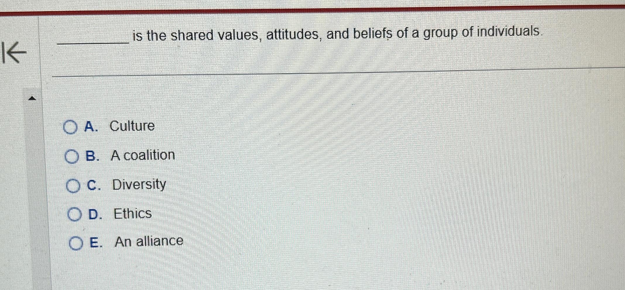 Solved is the shared values, attitudes, and beliefs of a | Chegg.com