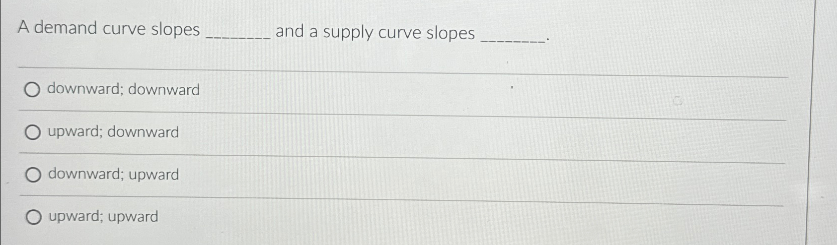 Solved A demand curve slopes and a supply curve | Chegg.com