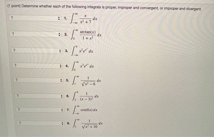 Solved (1 point) Determine whether each of the following | Chegg.com