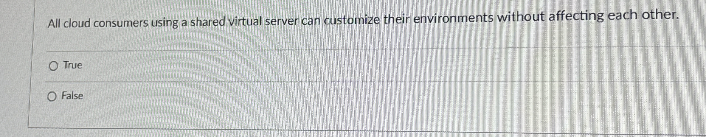 Solved All cloud consumers using a shared virtual server can | Chegg.com