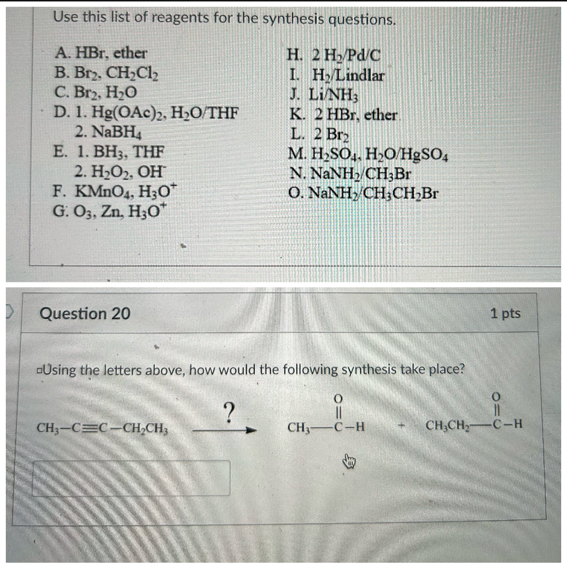 Solved Use this list of reagents for the synthesis | Chegg.com