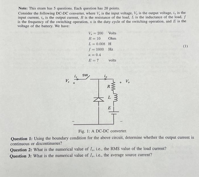 Solved Note: This exam has 5 questions. Each question has 20 | Chegg.com