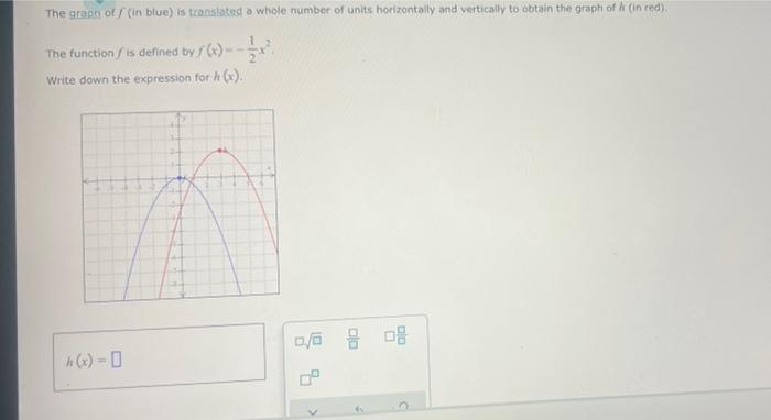 Solved The graph off (in blue) is translated a whole number | Chegg.com
