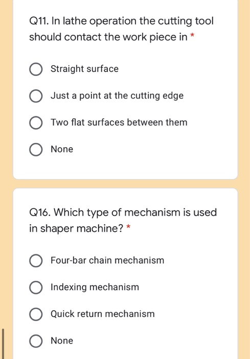 Solved Q11. In lathe operation the cutting tool should | Chegg.com
