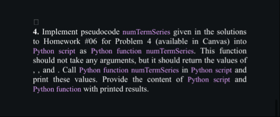 Solved Implement Pseudocode Numtermseries Given In The 0659
