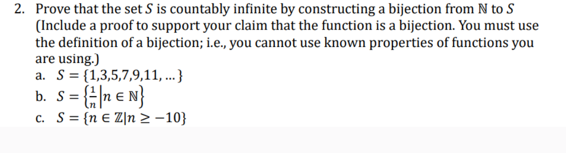 Solved Prove that the set S ﻿is countably infinite by | Chegg.com