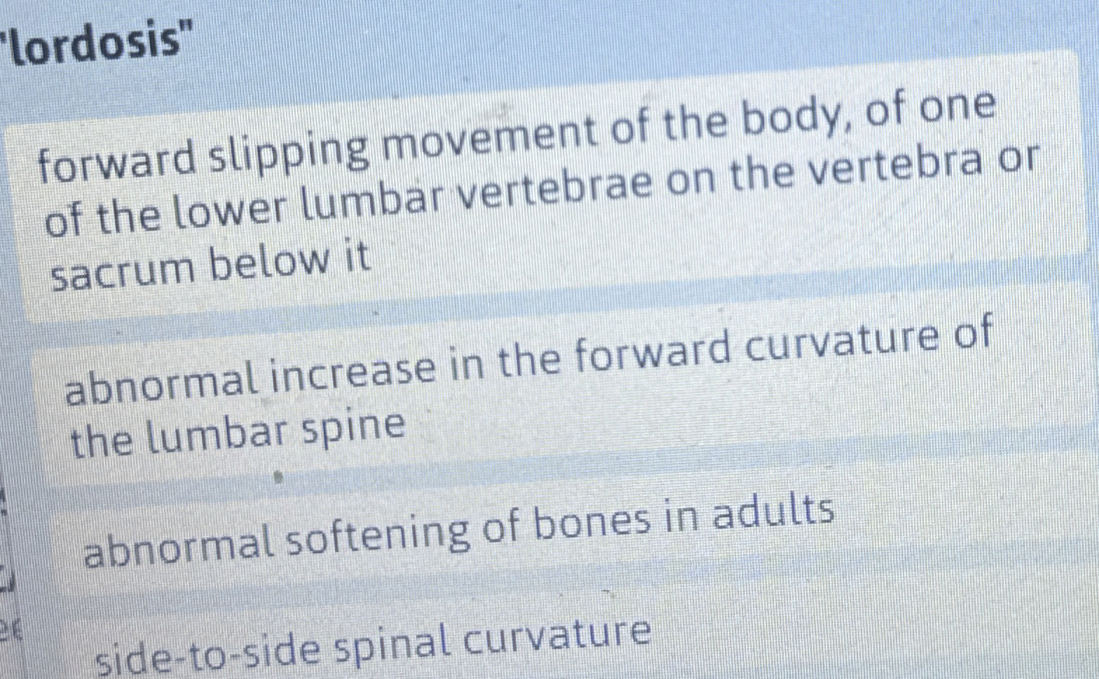 Solved lordosis"forward slipping movement of the body, of | Chegg.com