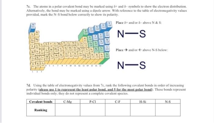 Solved 7c. The atoms in a polar covalent bond may be marked | Chegg.com