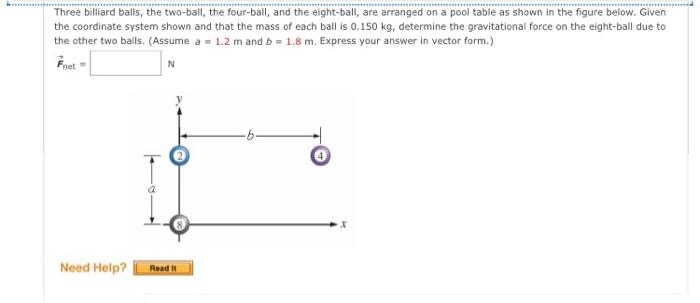 Solved Three billiard balls, the two-ball, the four-ball, | Chegg.com