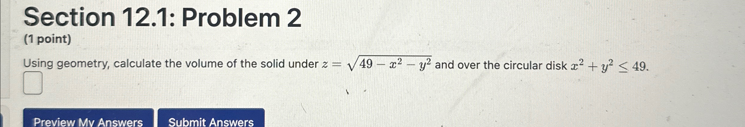Solved Section 12.1: Problem 2(1 ﻿point)Using geometry, | Chegg.com
