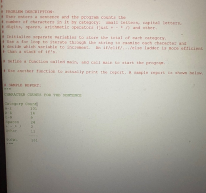 Solved PROBLEM DESCRIPTION: User enters a sentence and the | Chegg.com
