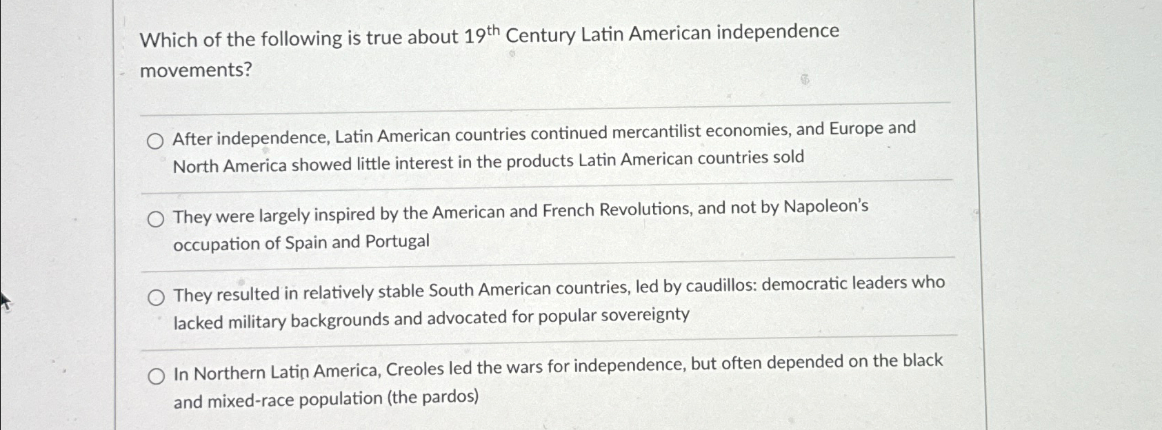 Solved Which of the following is true about 19th ﻿Century | Chegg.com