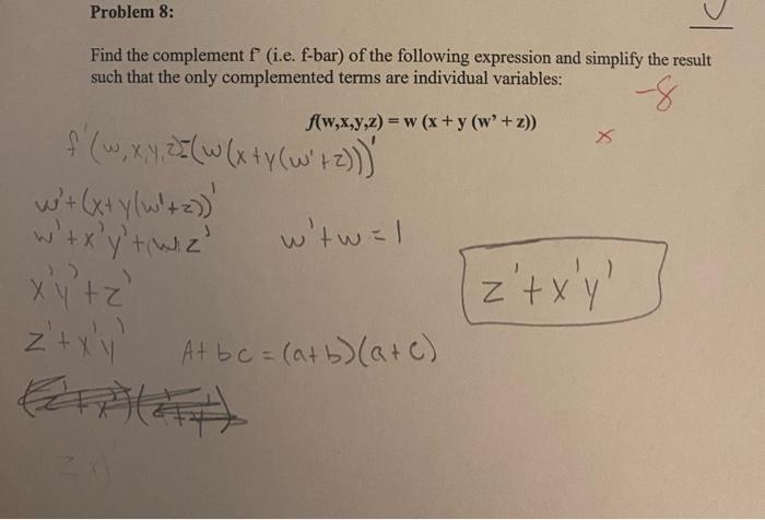 Solved Find the complement f (i.e. f-bar) of the following | Chegg.com