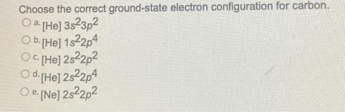 Solved Choose the correct ground-state electron | Chegg.com