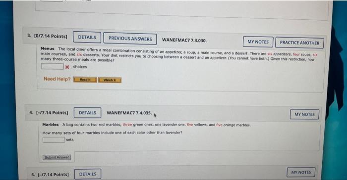 Solved Menus. The local diner offers a meal combination | Chegg.com
