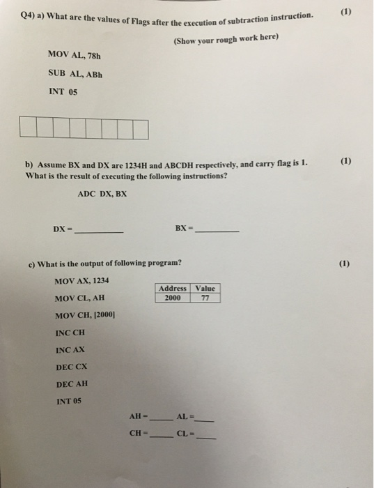Solved Q4) a) What are the values of Flags after the | Chegg.com