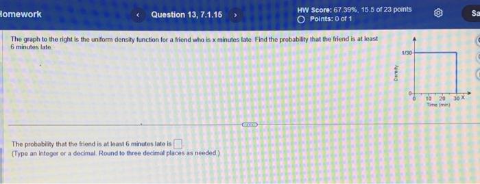 Solved The graph to the right is the uniform density | Chegg.com