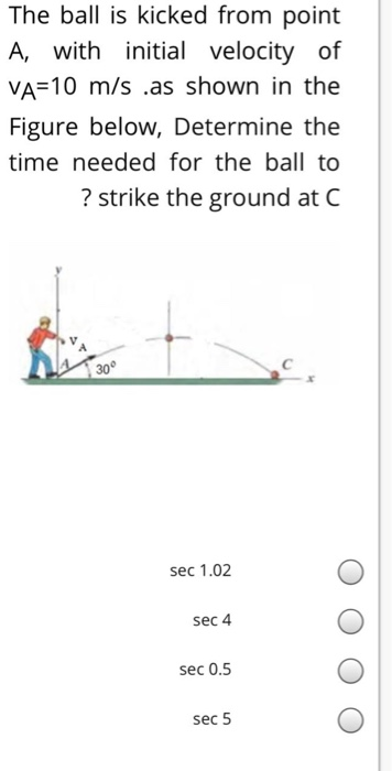 Solved The ball is kicked from point A, with initial | Chegg.com