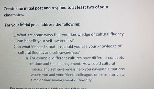 Solved Create one initial post and respond to at least two | Chegg.com