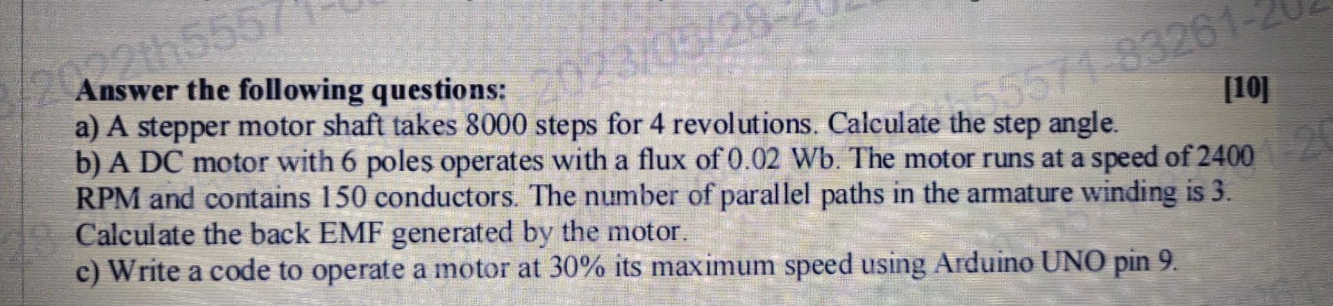 Solved Answer the following questions: a) A stepper motor | Chegg.com