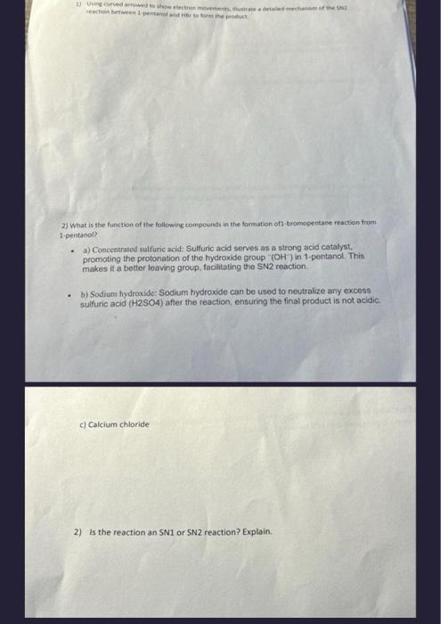 Solved 2) What is the function of the following compounds in | Chegg.com