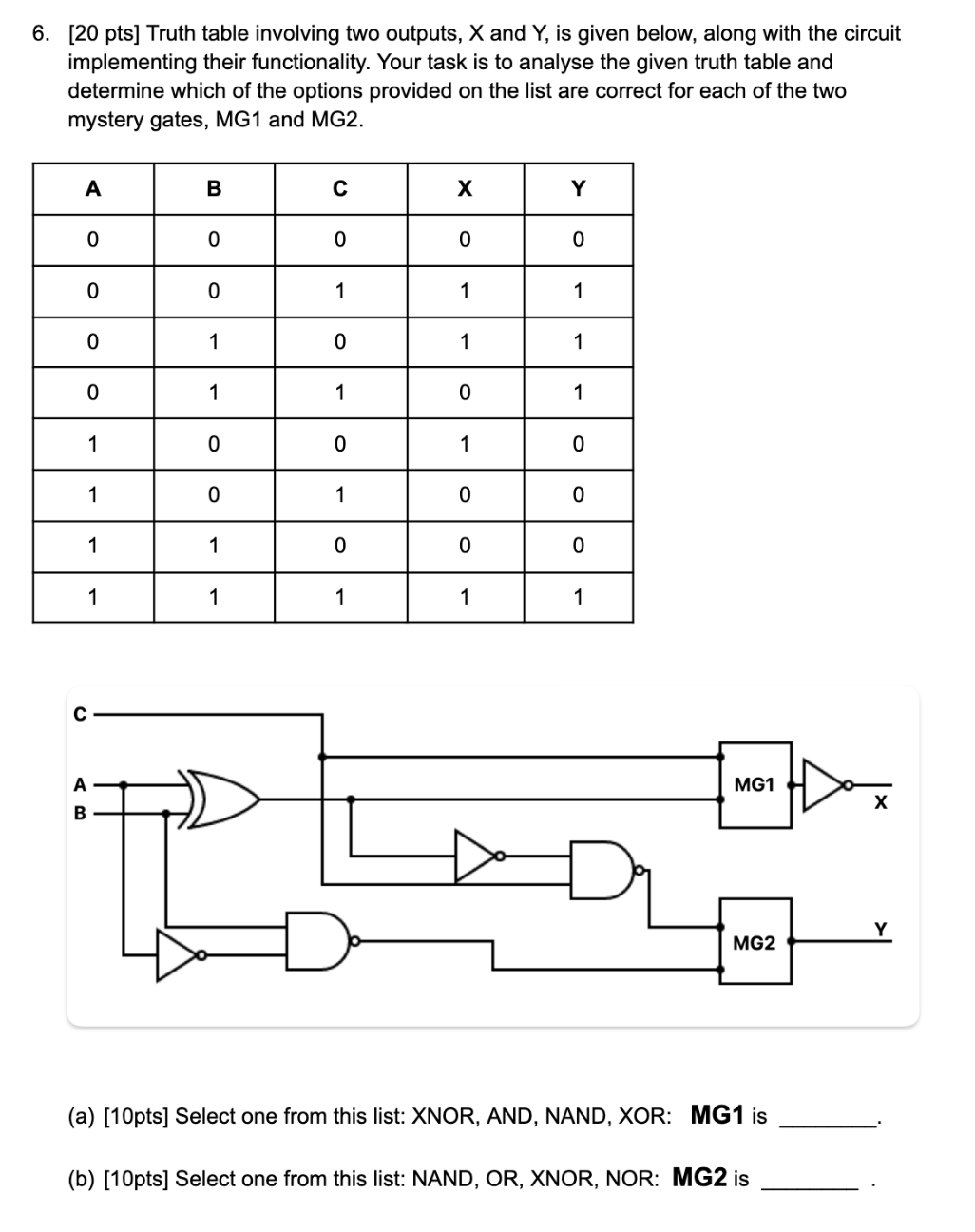 Solved 6. [20 ﻿pts] ﻿Truth table involving two outputs, \( | Chegg.com