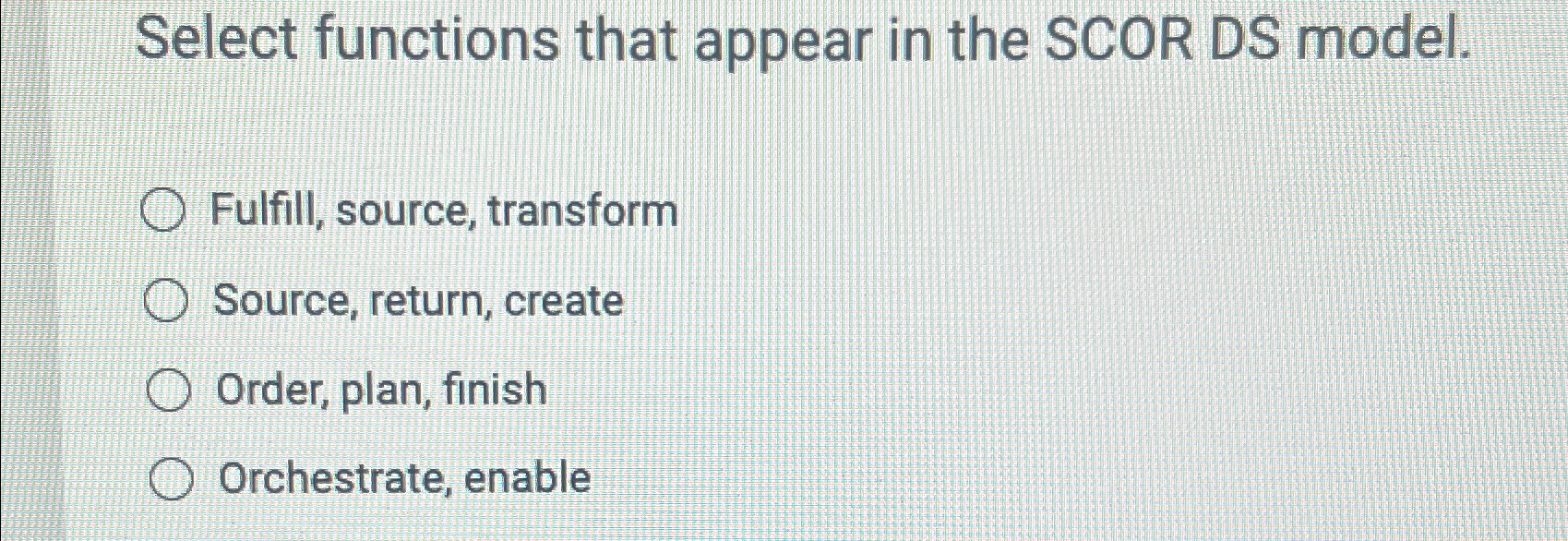 Solved Select functions that appear in the SCOR DS | Chegg.com