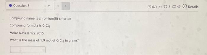 Solved Compound name is chromium(II) chloride Compound | Chegg.com