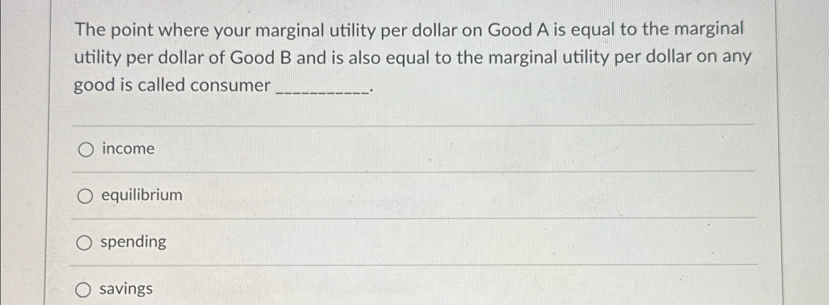 Solved The point where your marginal utility per dollar on | Chegg.com