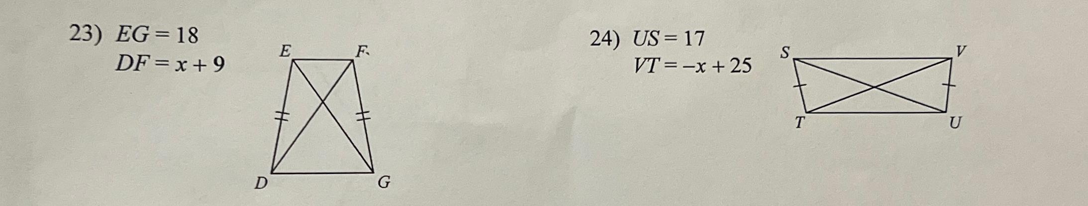 Solved Solve for x. ﻿Each figure is a trapezoid | Chegg.com