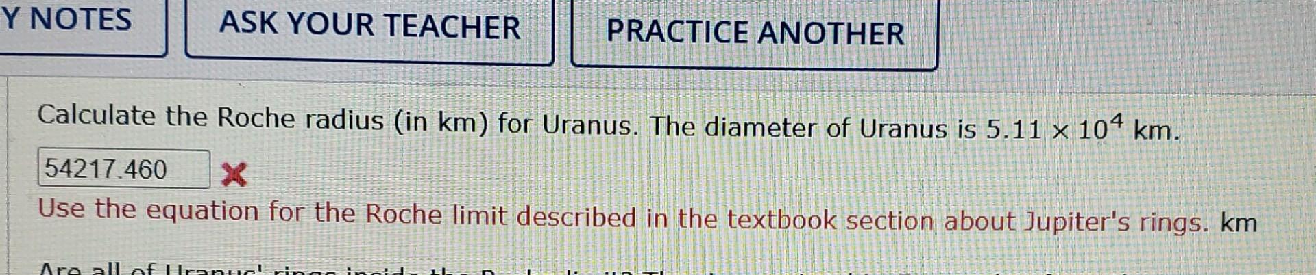 Solved Calculate the Roche radius (in km ) for Uranus. The | Chegg.com