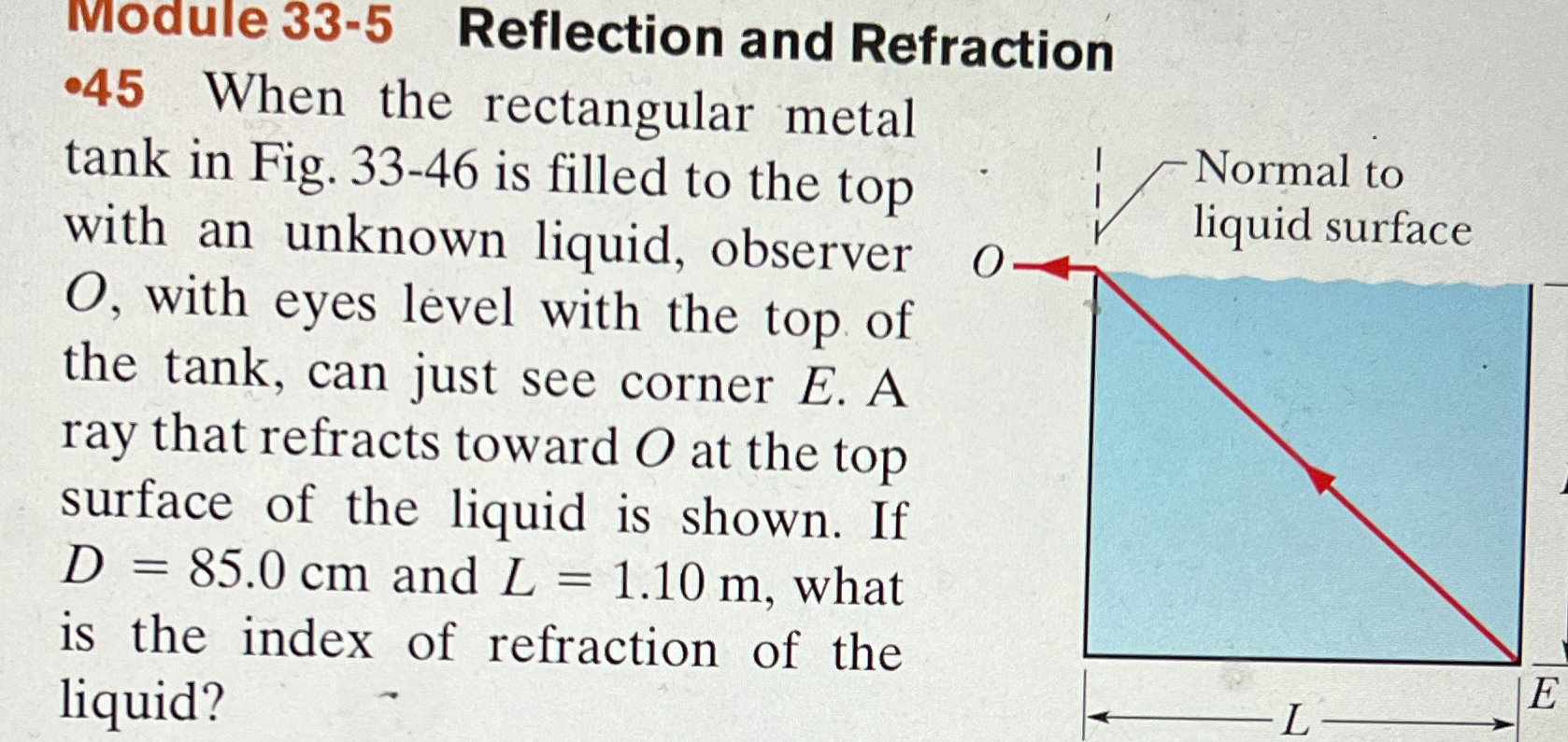 Solved Module 33-5 ﻿Reflection and Refraction-45 ﻿When the | Chegg.com
