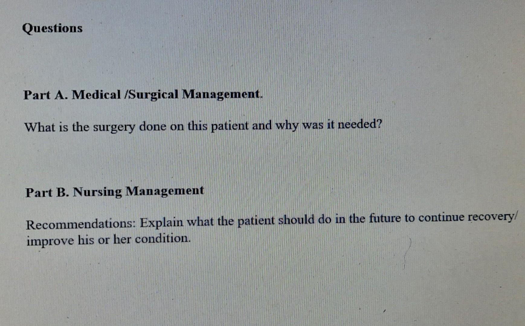 Solved CASE STUDIES FOR MANAGEMENT OF MED-SURG PATIENTS. | Chegg.com
