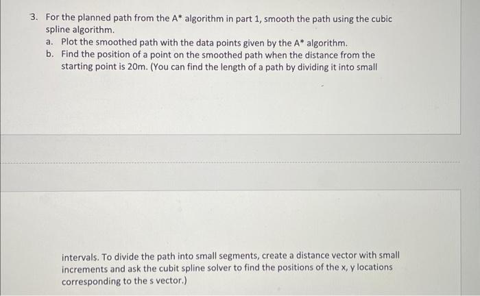 Solved 3 For The Planned Path From The A∗ Algorithm In Part 