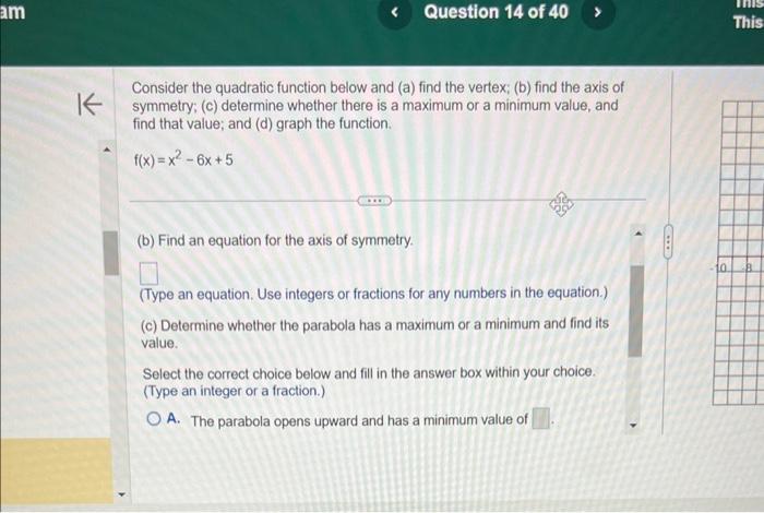 Solved Consider the quadratic function below and (a) find | Chegg.com
