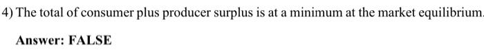 4) The total of consumer plus producer surplus is at | Chegg.com