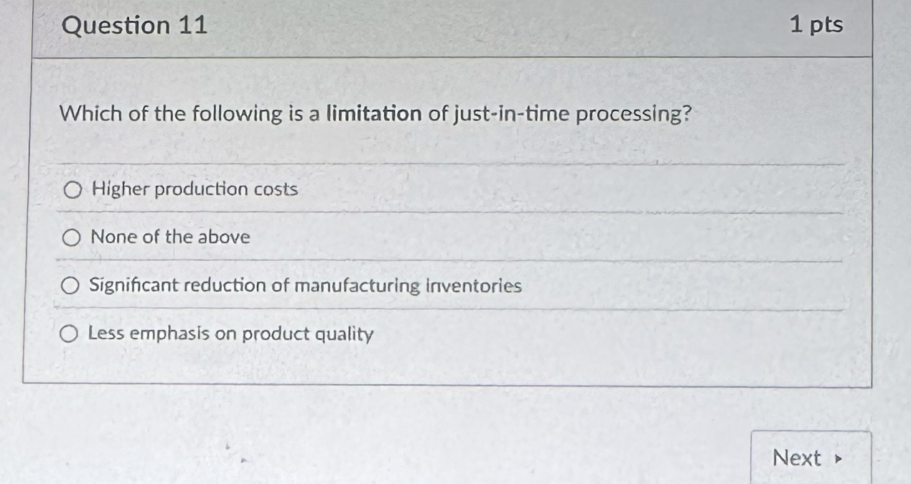 Solved Question 11Which of the following is a limitation of | Chegg.com
