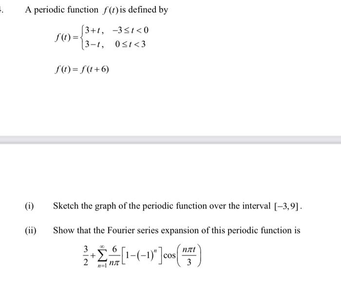 Solved A periodic function f(t) is defined by | Chegg.com